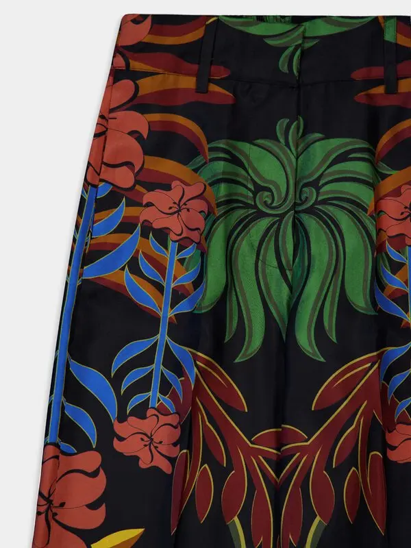 PAULA Sonia Visual Garden Print Silk Twill Pants