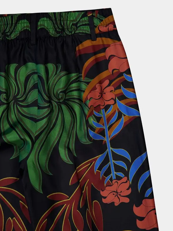PAULA Sonia Visual Garden Print Silk Twill Pants