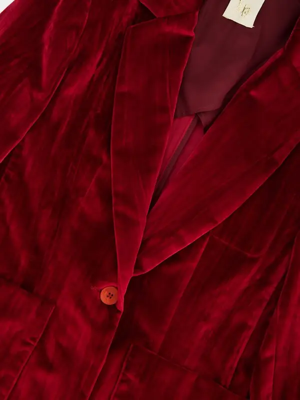 PAULA Tansy Velvet Plissé Blazer
