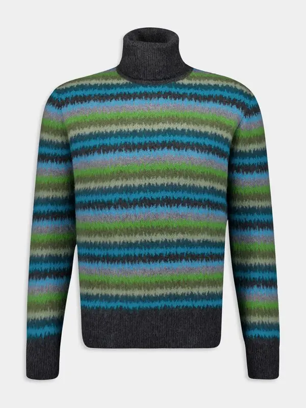 PIACENZA CASHMERE 1733 Striped Cashmere Turtleneck Sweater - Multicolour