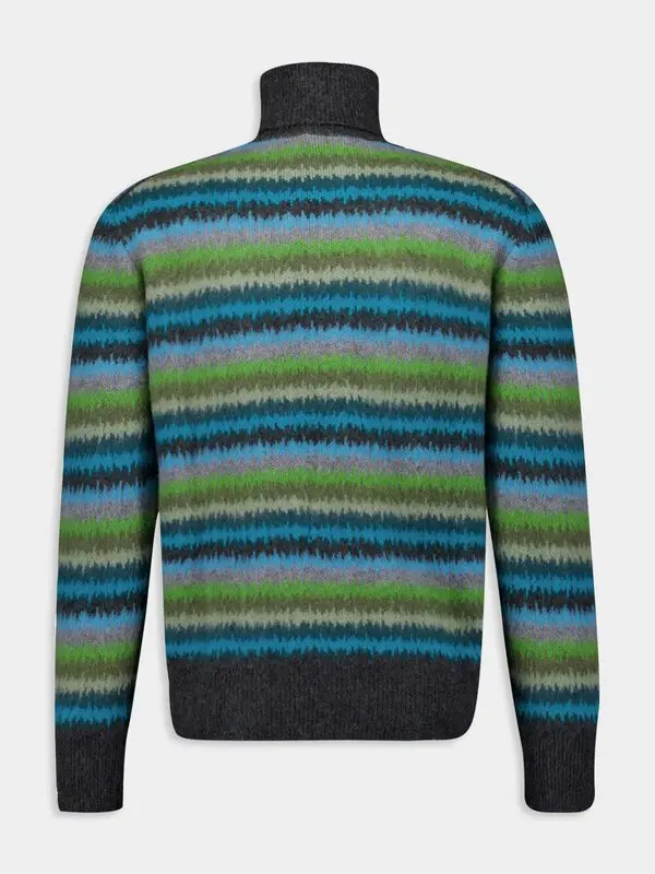 PIACENZA CASHMERE 1733 Striped Cashmere Turtleneck Sweater
