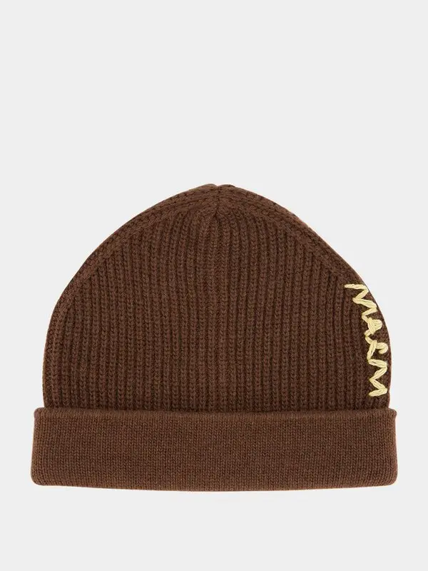 Marni Virgin Wool Beanie - Brown