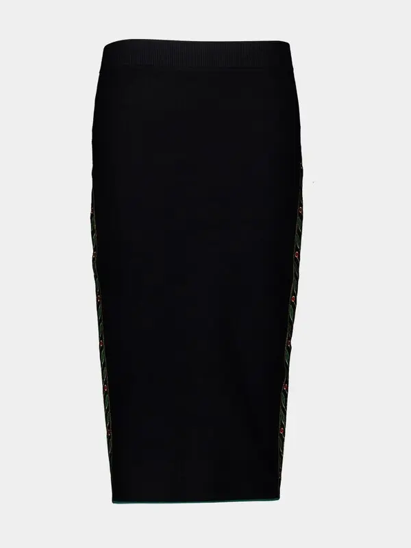 Casablanca Laurel Knit Merino Wool Skirt - Black
