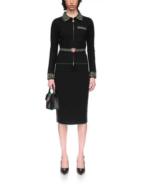 Casablanca Laurel Knit Merino Wool Skirt