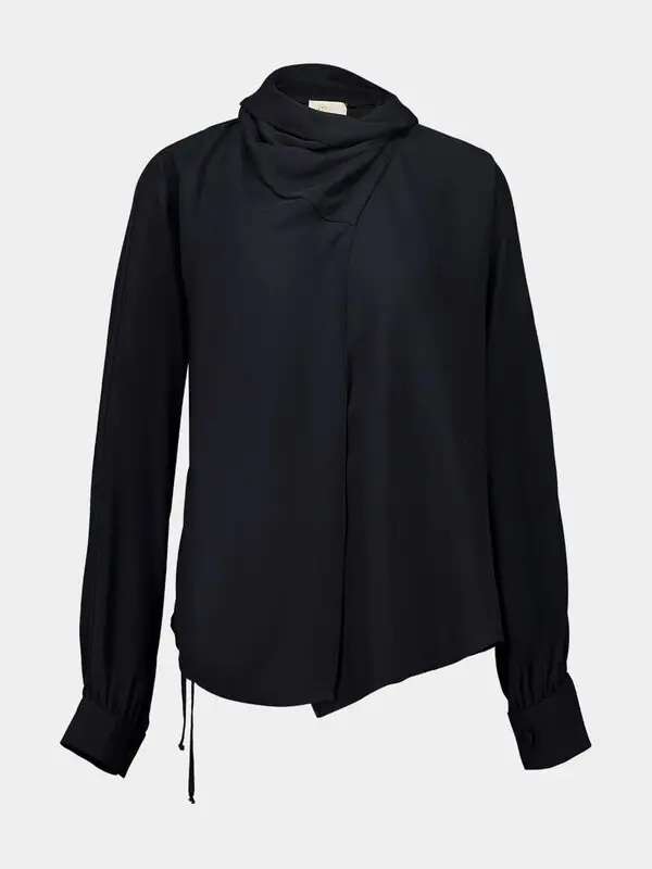 PAULA Narcissus Wrap Top With Tie Neck