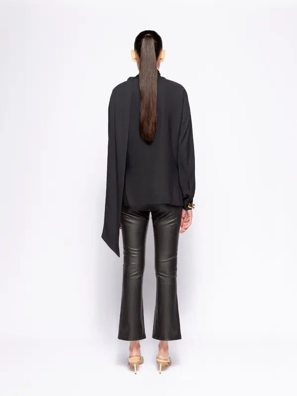 PAULA Narcissus Wrap Top With Tie Neck