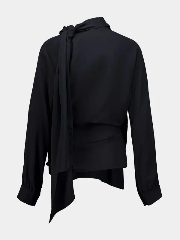 PAULA Narcissus Wrap Top With Tie Neck
