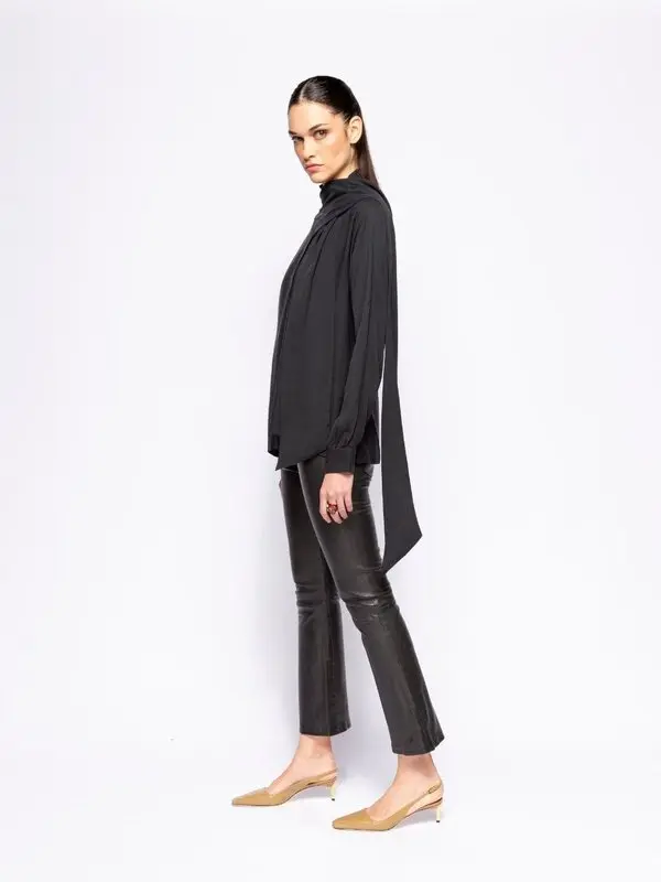 PAULA Narcissus Wrap Top With Tie Neck