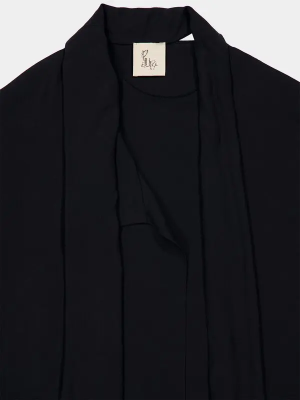 PAULA Narcissus Wrap Top With Tie Neck