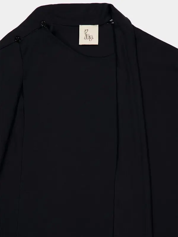 PAULA Narcissus Wrap Top With Tie Neck