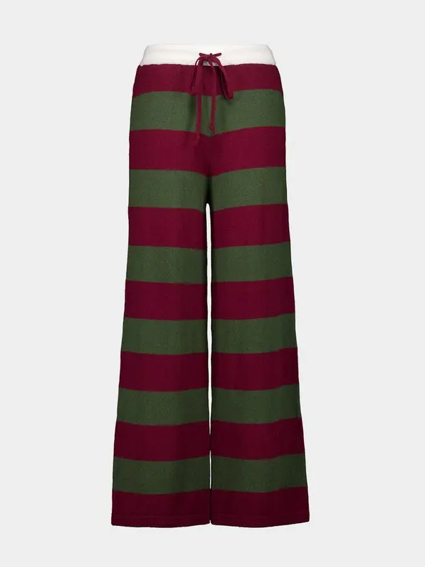 PAULA Mira Striped Knitted Wide-leg Pants - Multicolour
