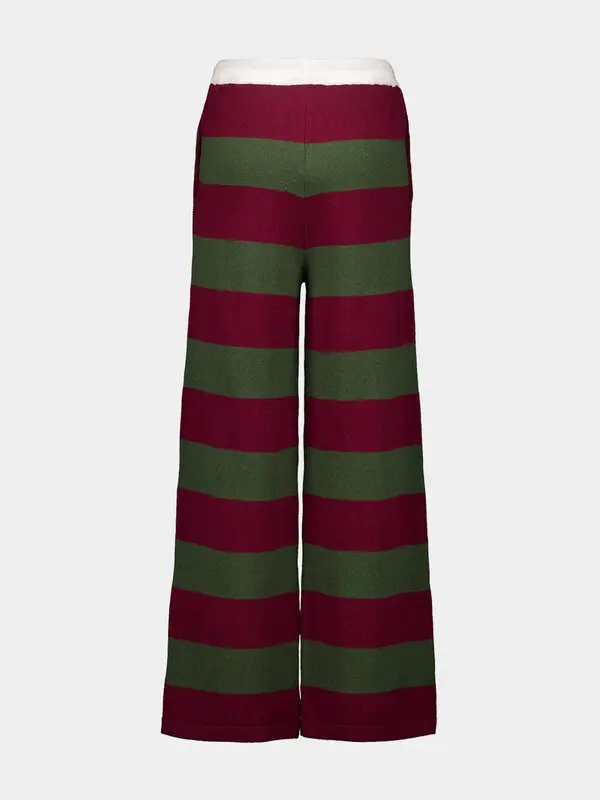 PAULA Mira Striped Knitted Wide-leg Pants - Multicolour