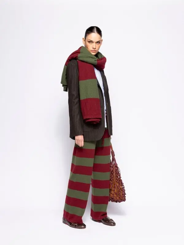 PAULA Mira Striped Knitted Wide-leg Pants - Multicolour
