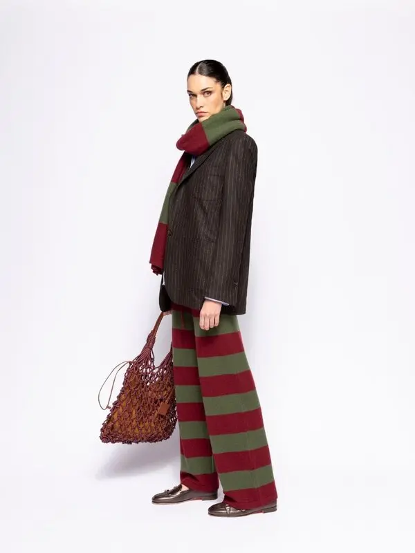 PAULA Mira Striped Knitted Wide-leg Pants - Multicolour