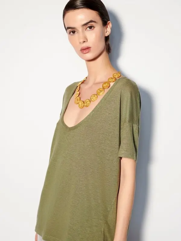 PAULA Linen V-neck T-shirt - White