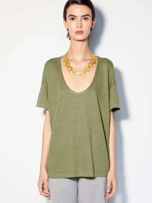 PAULA Linen V-neck T-shirt - White