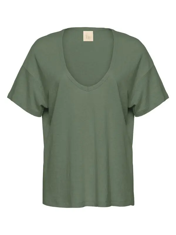 PAULA Linen V-neck T-shirt - White