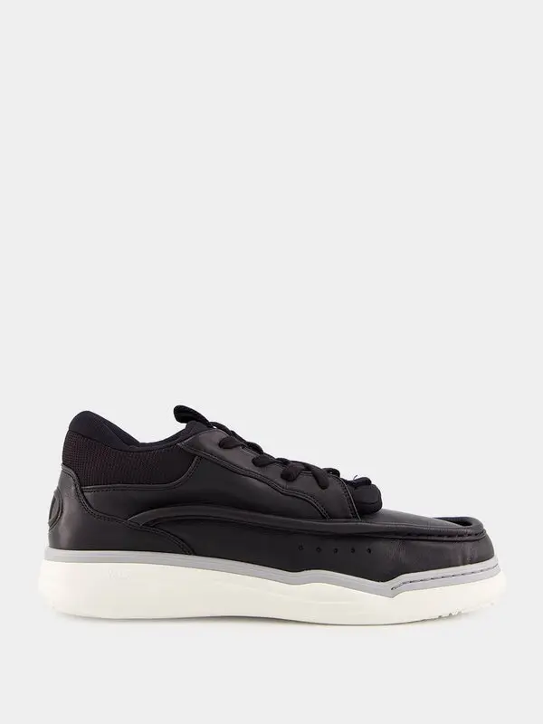 Valentino Garavani Calfskin Leather Mid-top Sneakers - Black