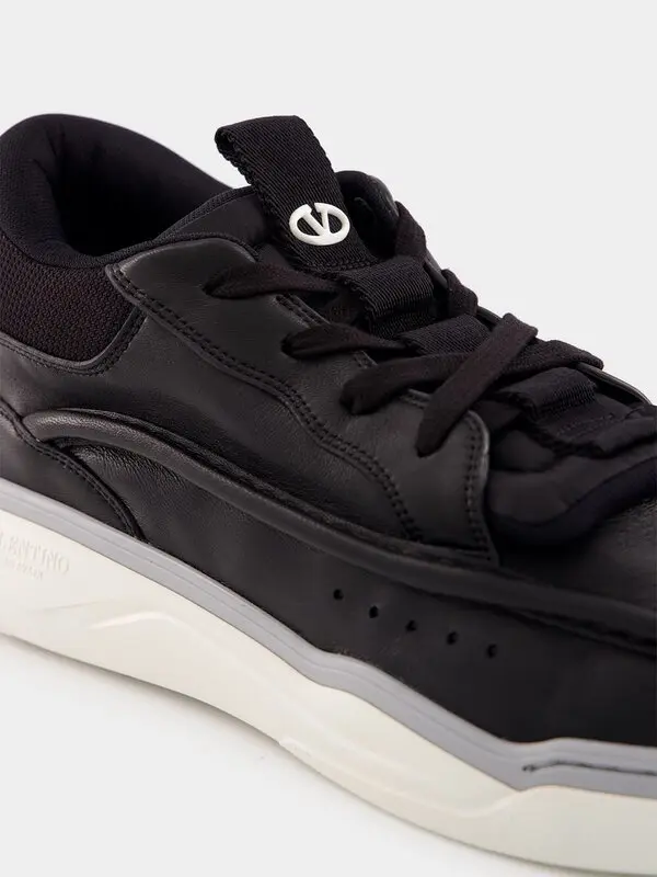 Valentino Garavani Calfskin Leather Mid-top Sneakers - Black