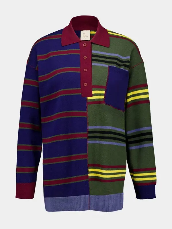 PAULA Magdalene Striped Embroidered Knitted Top