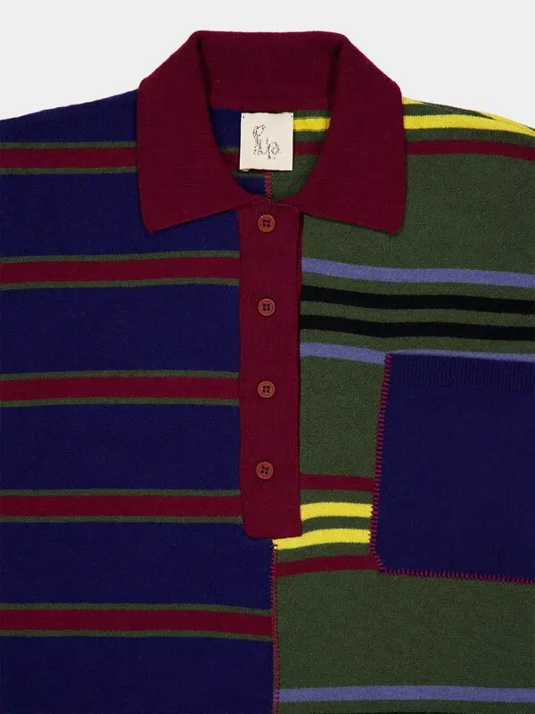 PAULA Magdalene Striped Embroidered Knitted Top