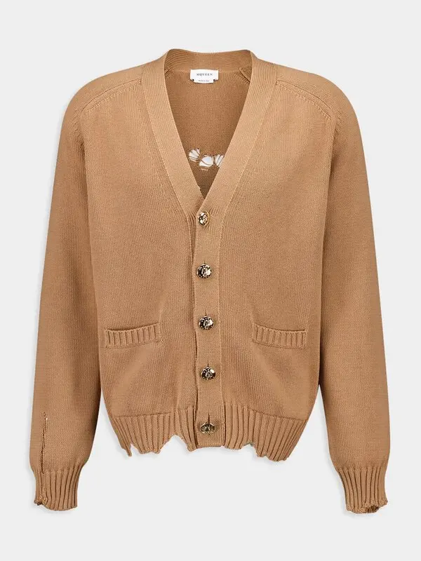 Alexander McQueen Distressed Skull Knitted Cardigan