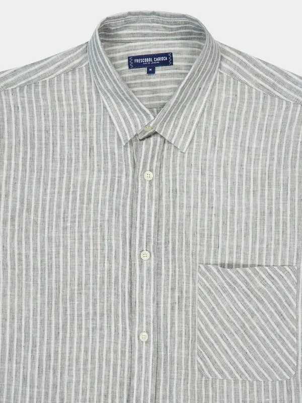 Frescobol Carioca Dark Olive Telles Linen Shirt - Green