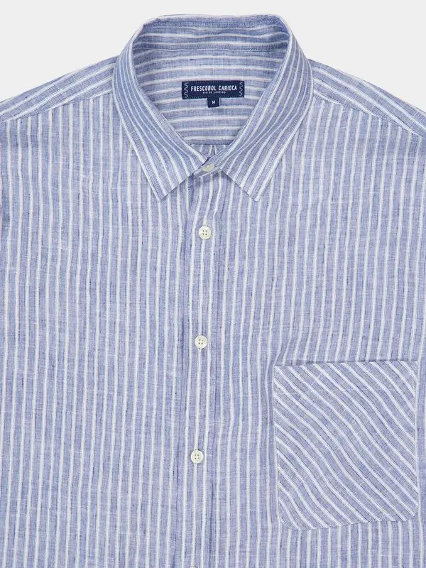 Frescobol Carioca Navy Telles Linen Shirt - Blue
