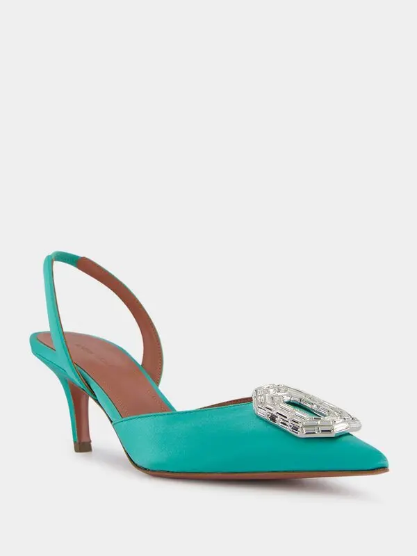 Amina Muaddi Camelia Slingback 60mm Pumps - Green