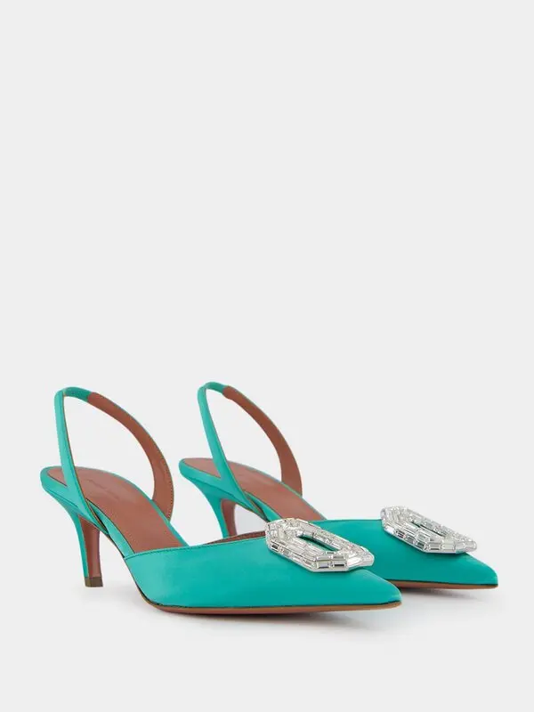 Amina Muaddi Camelia Slingback 60mm Pumps - Green