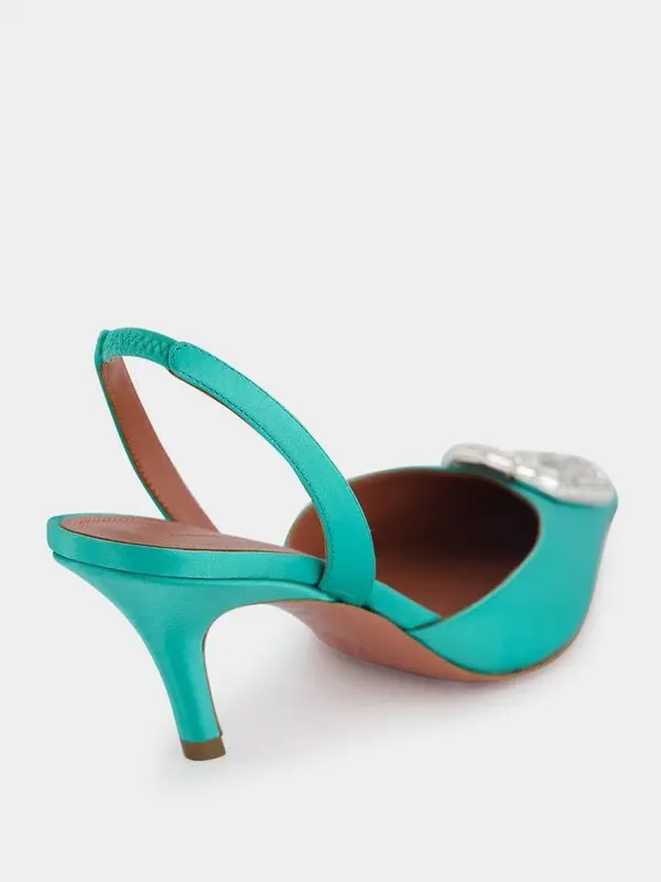 Amina Muaddi Camelia Slingback 60mm Pumps - Green