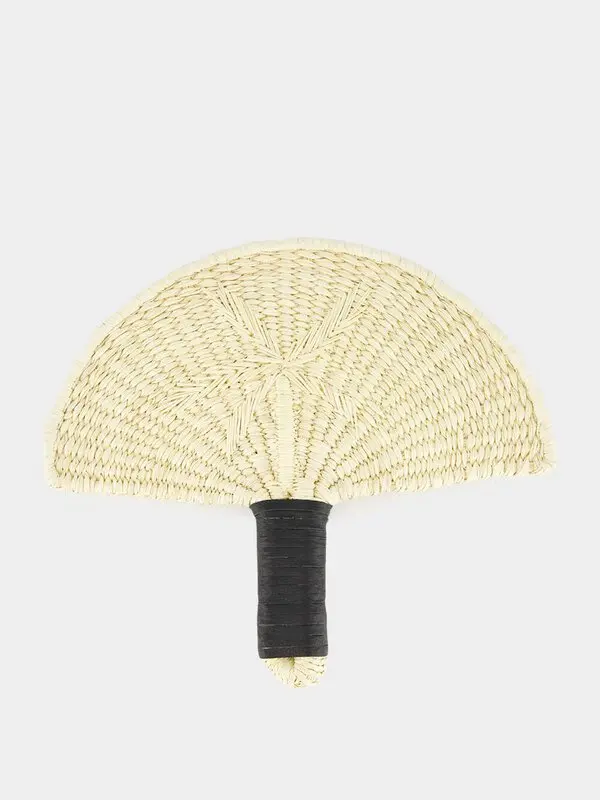 SENSI STUDIO Natural Straw Solid Handfan - Beige