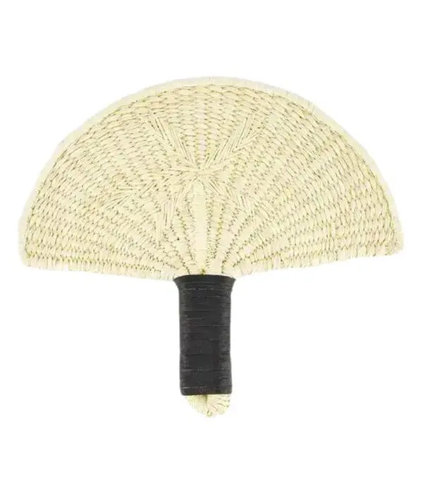 SENSI STUDIO Natural Straw Solid Handfan - Beige