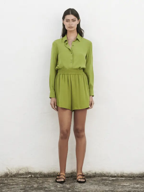 PAULA Bronzita Silk Shorts - Green