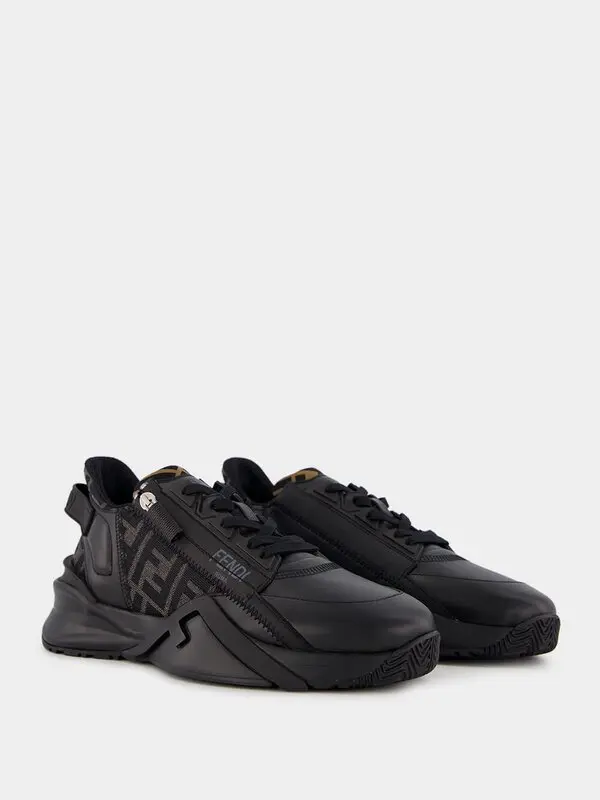 Fendi Flow Leather Low-top Sneakers - Black