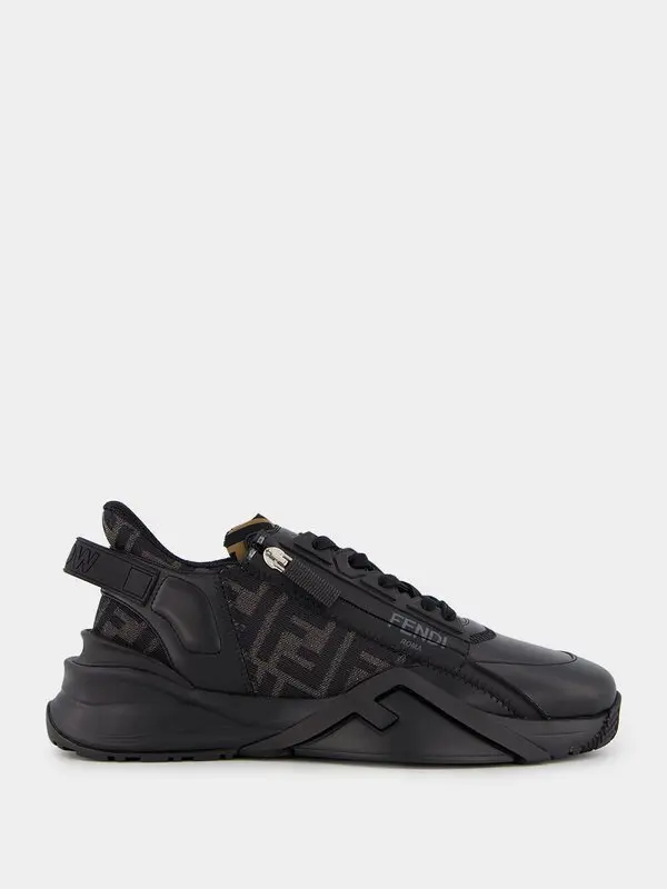 Fendi Flow Leather Low-top Sneakers - Black