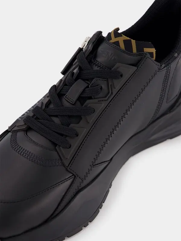 Fendi Flow Leather Low-top Sneakers - Black