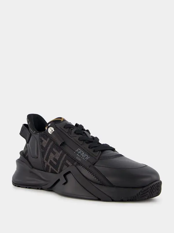 Fendi Flow Leather Low-top Sneakers - Black