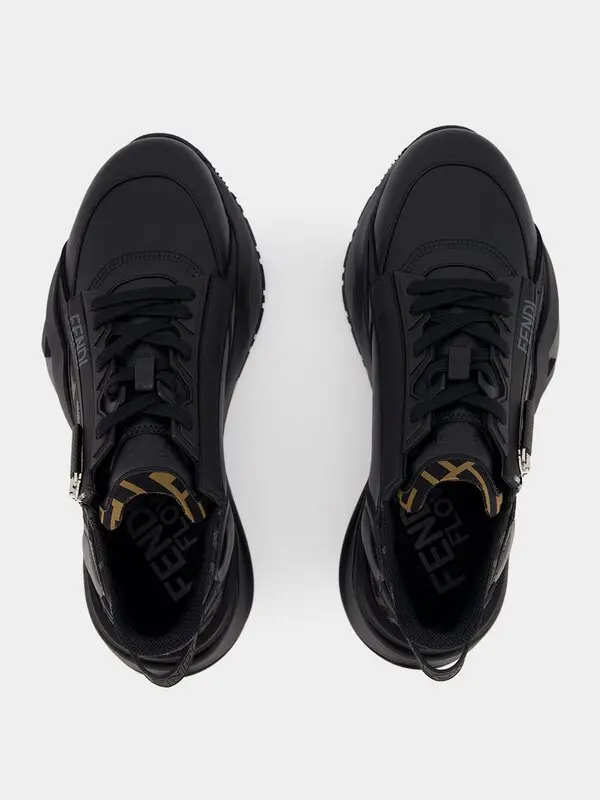 Fendi Flow Leather Low-top Sneakers - Black