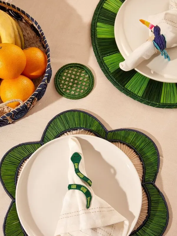 Coro Cora Snake Iraca Napkin Ring - Green
