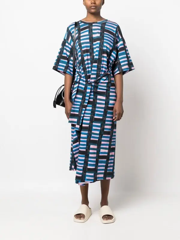 Colville Midi Dress With Abstract Pattern - Blue