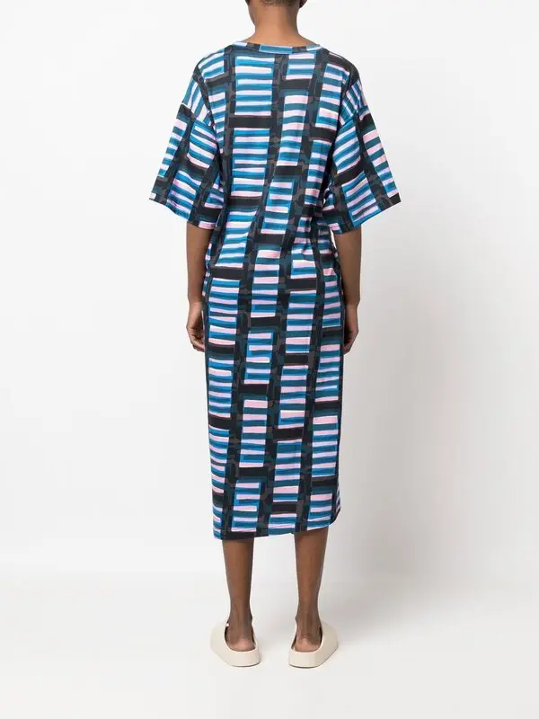 Colville Midi Dress With Abstract Pattern - Blue