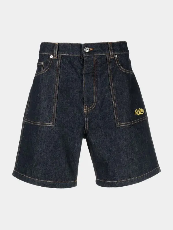 Off-White Utility Denim Shorts - Blue