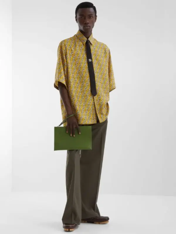 Fendi Ff Labyrinth Silk Shirt - Yellow
