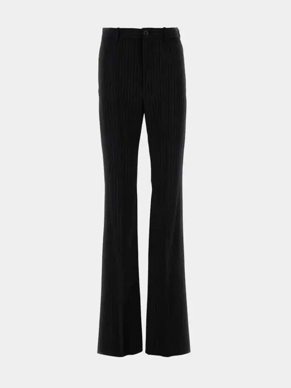Balenciaga Pinstriped Wool Trousers - Black