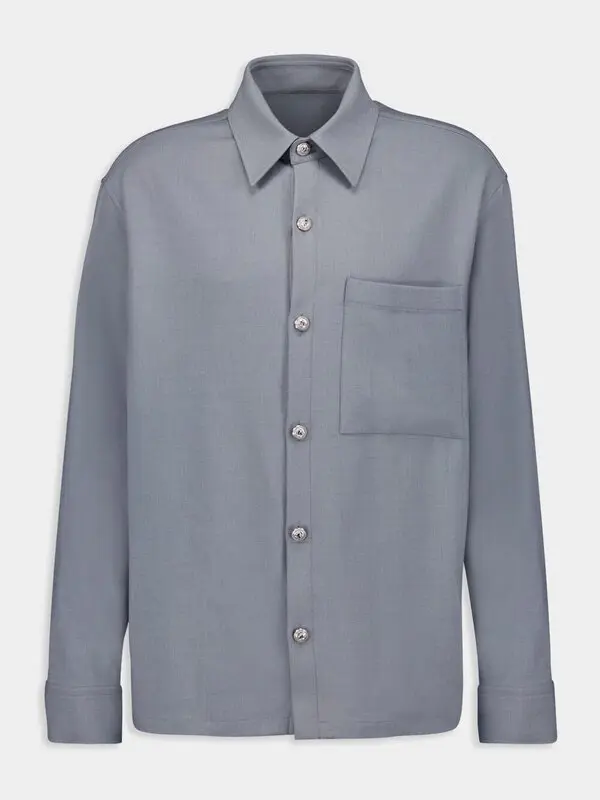 Balmain Shirt With Embossed Silver Buttons - Grey