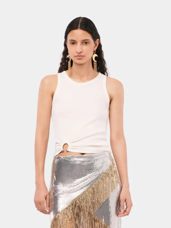 Rabanne Tank Top With Piercing Detail - White