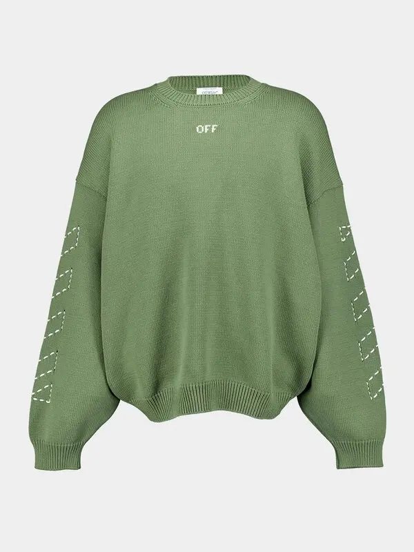 Off-White Embroidered-logo Knitted Jumper