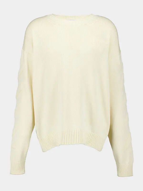 Off-White Diagonal Stripe Jumper - Cream