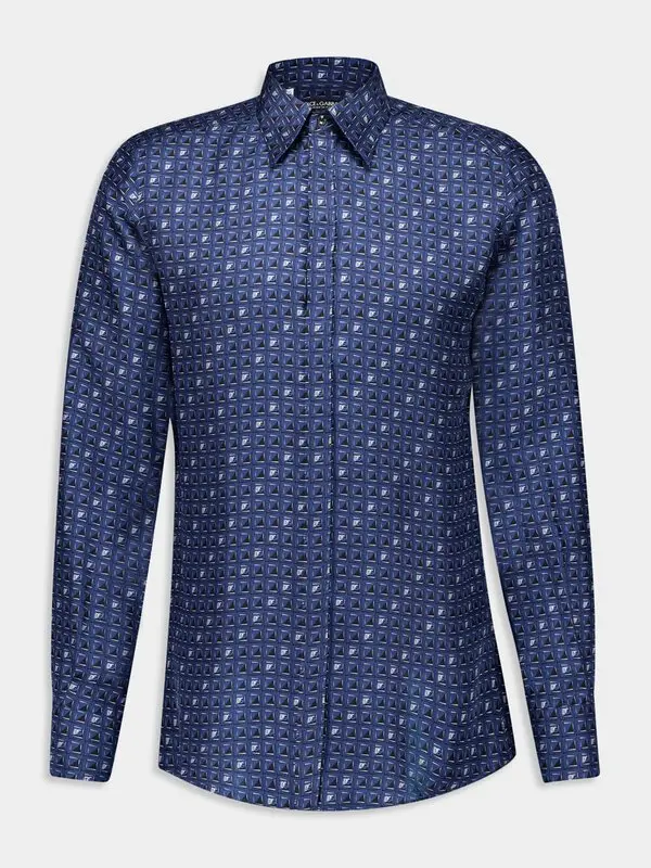 Dolce & Gabbana Tie-print Silk Twill Shirt - Blue